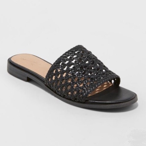 Universal Thread | Shoes | Universal Thread Black Woven Slide Sandals ...